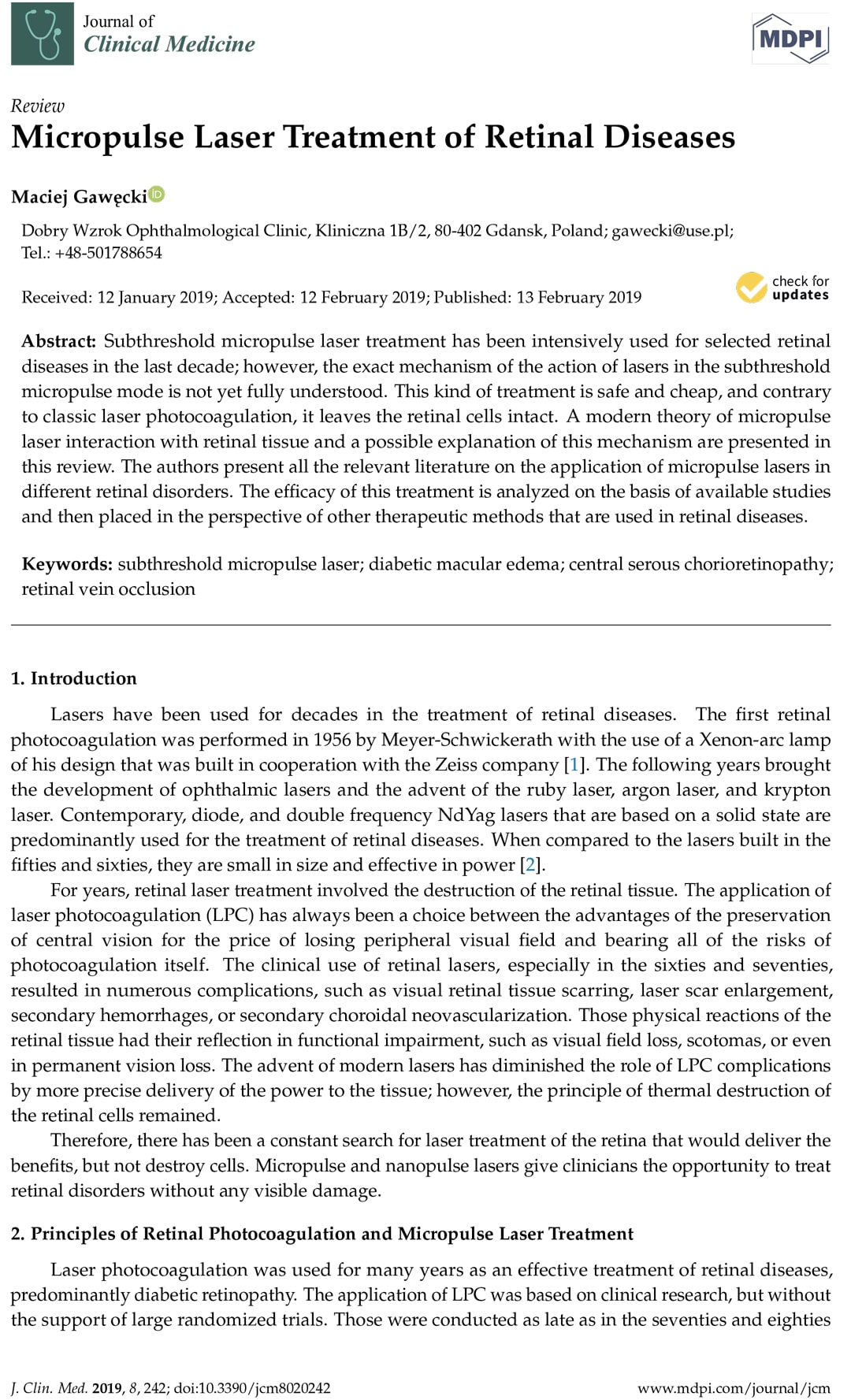 Micropulse Laser Treatment of Retinal Diseases - Subliminal Laser Therapy