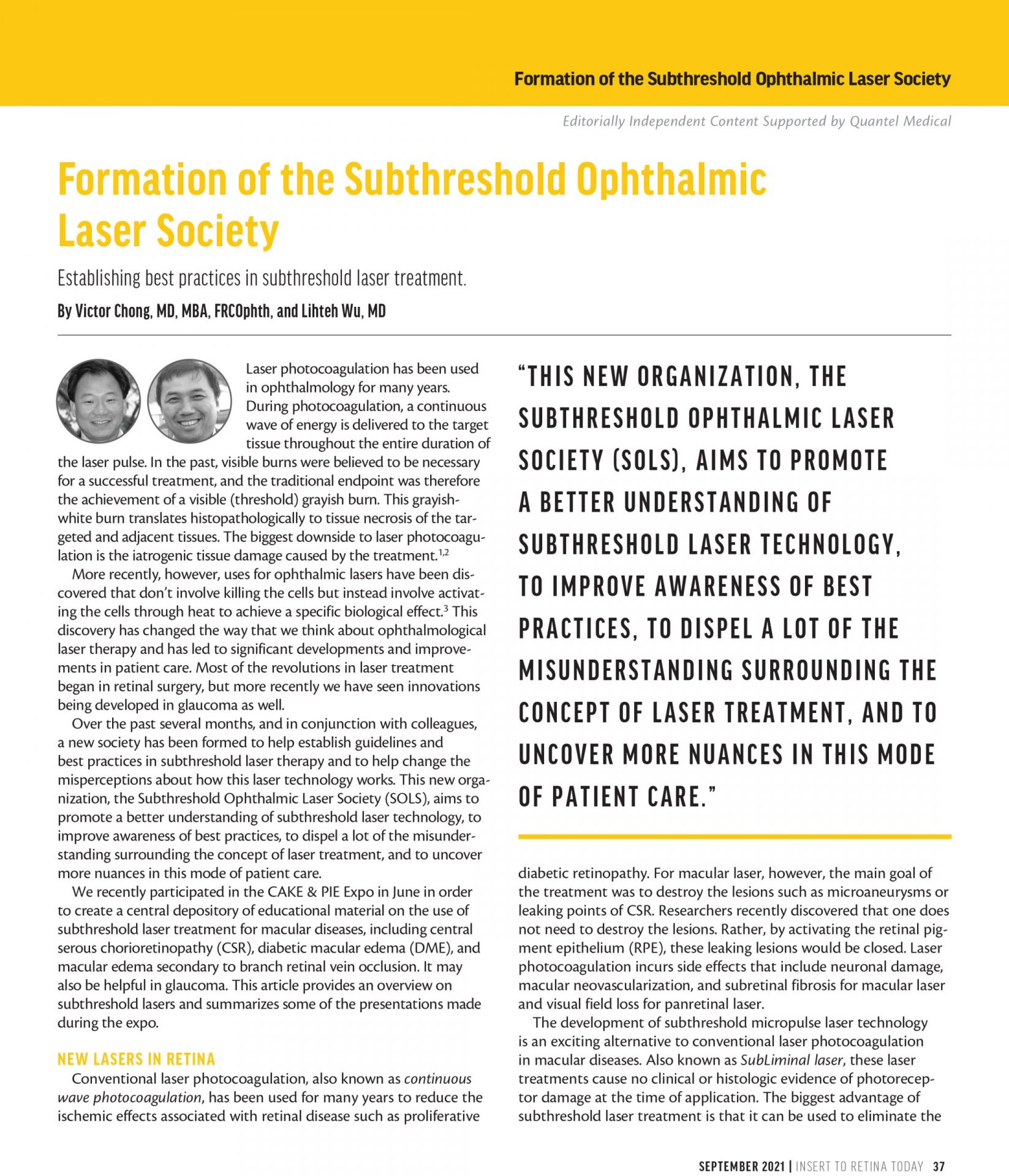 Formation of the Subthreshold Ophthalmic Laser Society - Subliminal ...